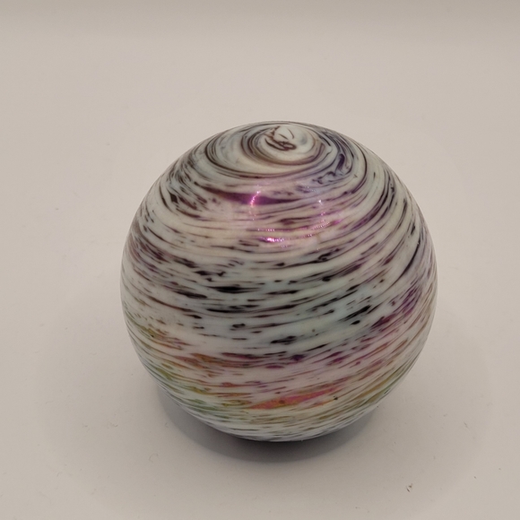 unmarked | Art | Art Glass Oil Slick Iridescent Swirl Paperweight ...